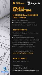 Contoh Iklan Lowongan Pekerjaan Teknik Mesin dalam Bahasa Inggris
